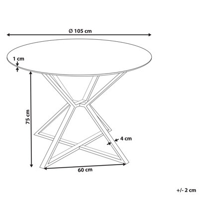 Glass Top Round Dining Table 105 cm Black and Gold BOSCO | DIY at B&Q