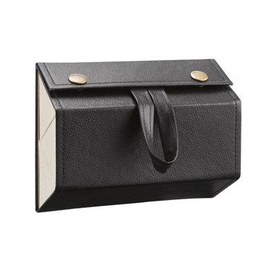 Glasses Organiser Carry Case - Black Faux Leather Foldable Portable ...