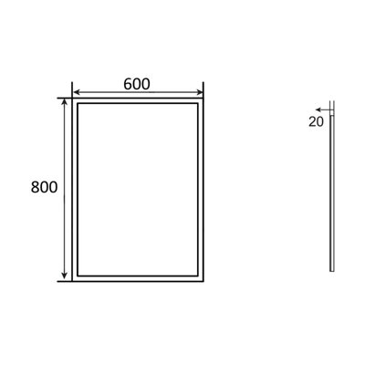 Gleam Ultra Slim Portrait LED Illuminated Mirror 600 x 800mm