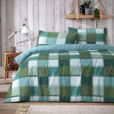 Glencoe Check Duvet Set in Green - Single