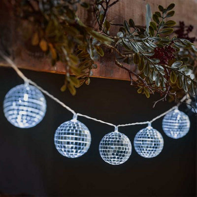 Glitter Ball String Lights Set of 10 Gold or Silver Warm White LED ...
