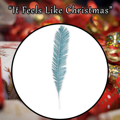 Glitter Fern Pick Christmas Decoration Ornament X 1 58cm Blue