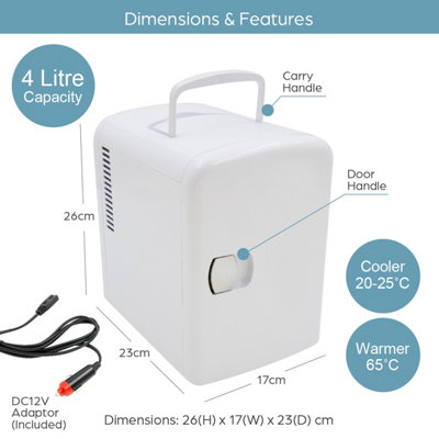 GLOBAL GIZMOS 4 LITRE MINI FRIDGE - WHITE