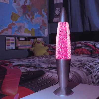 GLOBAL GIZMOS PINK GLITTER RETRO LAVA LAMP