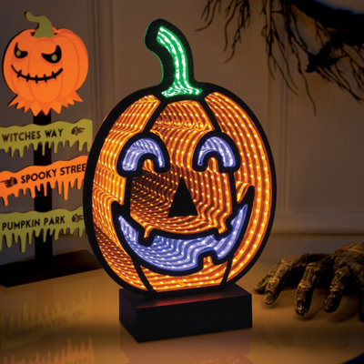 Global Gizmos Pumpkin Halloween Light - Infinity Mirror Decoration