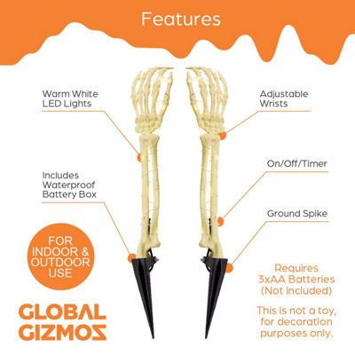Global Gizmos Set of 2 Halloween Skeleton Arm Lights / Indoor or ...