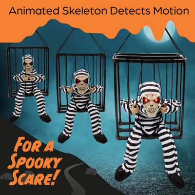 Global Gizmos Skeleton Prisoner Halloween Decoration / Moving, Light Up ...