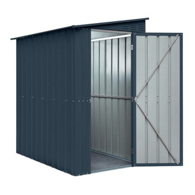 Buy Globel 4x6ft Lean-To Metal Garden Shed - Anthracite Grey | DIY at B&Q