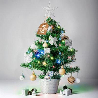GloBrite Pre Lit Mini Christmas Tree - 45cm Tabletop Tree - 40 LED ...
