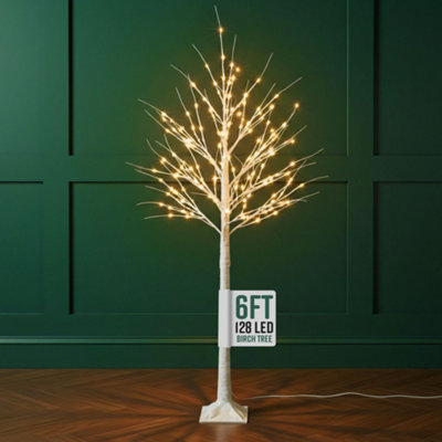 GloBrite Pre-Lit Twig Christmas - Tree 6 ft, White Birch - 128 Warm ...