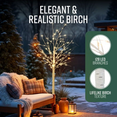 GloBrite Pre-Lit Twig Christmas - Tree 6 ft, White Birch - 128 Warm ...