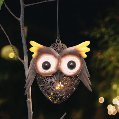 GloBrite Solar Outdoor Lights Metal Owl - Vintage LED Lamp Waterproof ...
