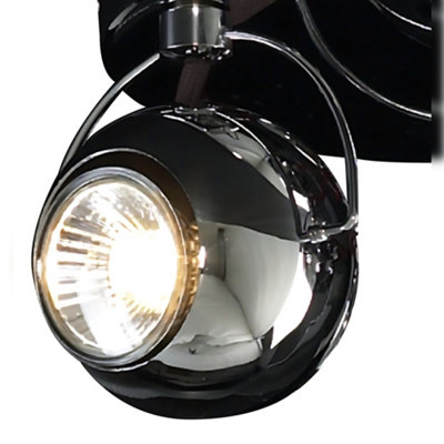 Gloss Black Chrome 3 Way Adjustable Eyeball Ceiling Spotlight GU10