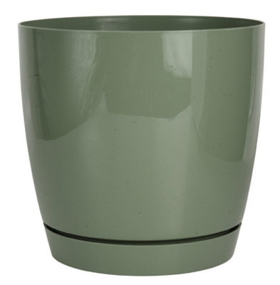 Gloss Flowerpot Planter Pot With Saucer Plastic Modern Pre Drilled ...