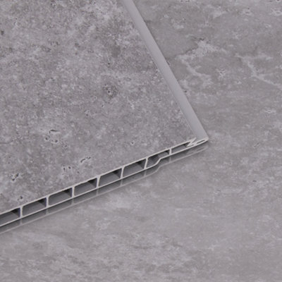 Gloss Grey Concrete Bathroom PVC Cladding Shower Wet Wall Panels 1m x 2 ...