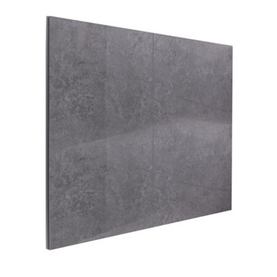 Gloss Grey Concrete Bathroom PVC Cladding Shower Wet Wall Panels 1m x 2 ...
