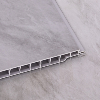 Gloss Grey Marble Bathroom PVC Cladding Shower Wet Wall Panels 1m x 2 ...