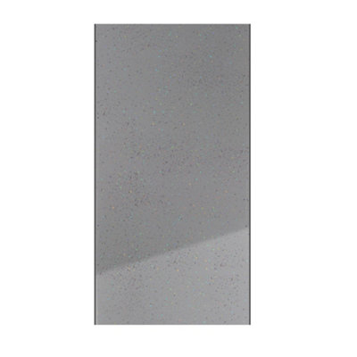 Gloss Grey Sparkle Bathroom PVC Cladding Shower Wet Wall Panels 1m x 2.4m, Pack of 4