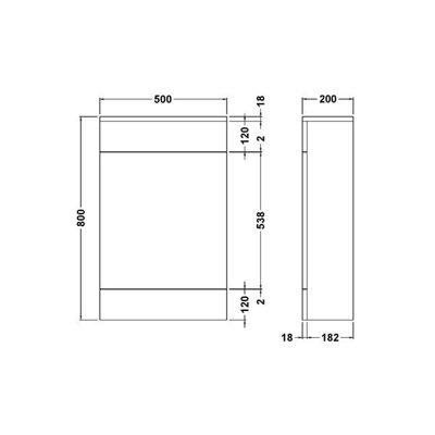 Gloss White Back to Wall WC Unit 500mm Modern Bathroom Slim Unit