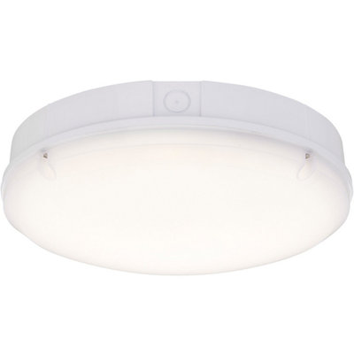 Gloss White IP65 Bulkhead Light - 18W CCT SMD LED Module - 300mm Diameter