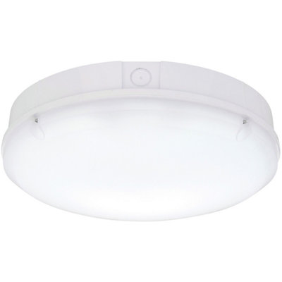 Gloss White IP65 Emergency Bulkhead Light - 18W CCT LED - Step Dimming ...