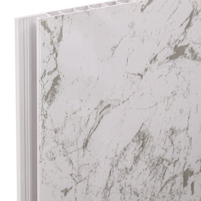 Gloss White Marble Bathroom PVC Cladding Shower Wet Wall Panels 1m x 2 ...