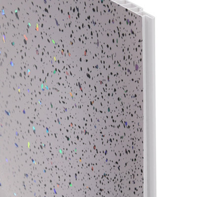 Gloss White Sparkle Bathroom PVC Cladding Shower Wet Wall Panels 1m x 2.4m, Pack of 5