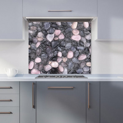 Glossy Pebbles in Soft Hues Premium Glass Kitchen Splashback W600mm x ...