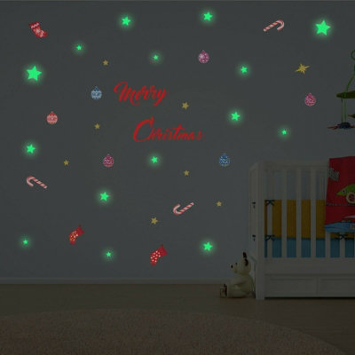 Glow In Dark Wall Sticker Joyous Holiday DIY Night Kids Bedroom ...