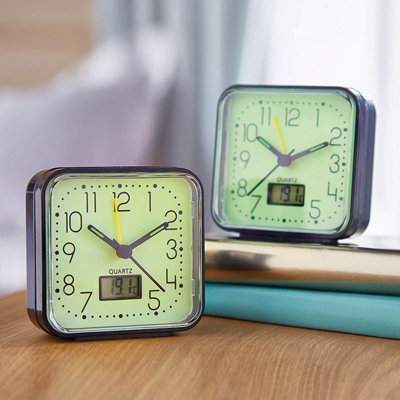 Glow in the Dark Clocks 2 Pack - Thermometer, Alarm, Clock Face Absorbs ...