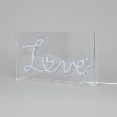 Glow Pink LED Love Acrylic Neon Style Light Box