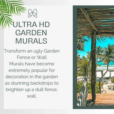 Goa Style Beach Shack Garden Mural Curtain Waterproof Outdoor Tapestry ...