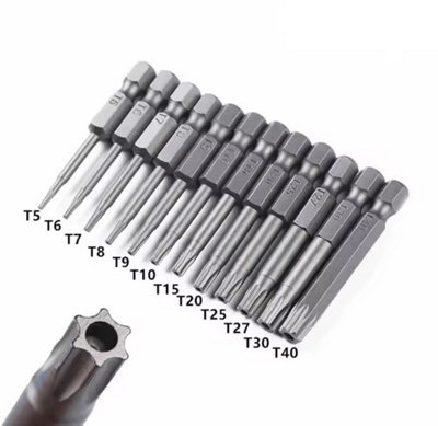 GOBEST 50mm long torx tamperproof screwdriver bits set T5-T40 magnetic tips