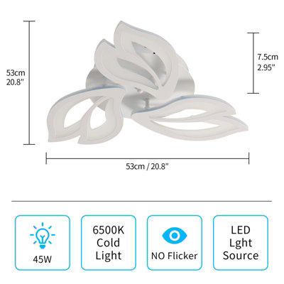Goeco 40W LED Ceiling Lamp, 4500LM Cool White, 6500K, 3 heads