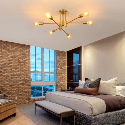 Goeco 6-Light Modern Chandelier, Gold