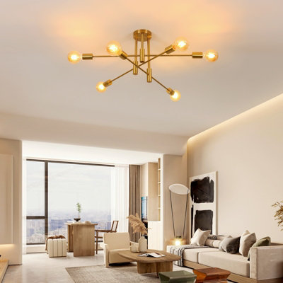 Goeco 6-Light Modern Chandelier, Gold