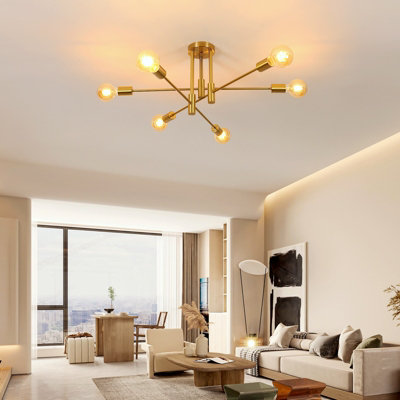 Goeco 6-Light Modern Chandelier, Gold