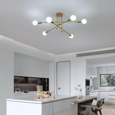 Goeco 6-Light Modern Chandelier, Gold