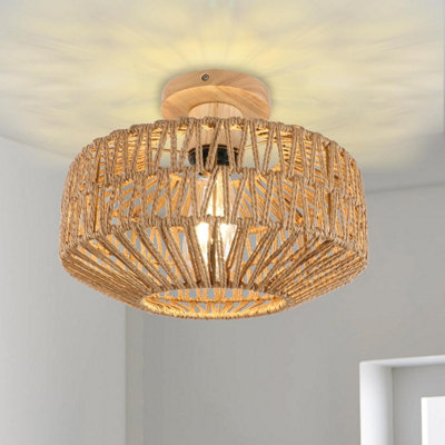 Goeco Bamboo Woven Ceiling Lamp Log Chassis E27 Lamp Holder Without ...