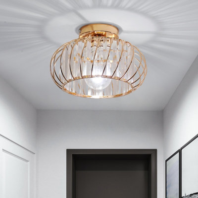 Goeco Crystal Wrought Iron Ceiling Lamp French Gold Oblique Crystal ...