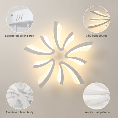 Goeco Dimmable Ceiling Light, 48W 4000LM, 3000K-6500K, Acrylic, Dia 75cm