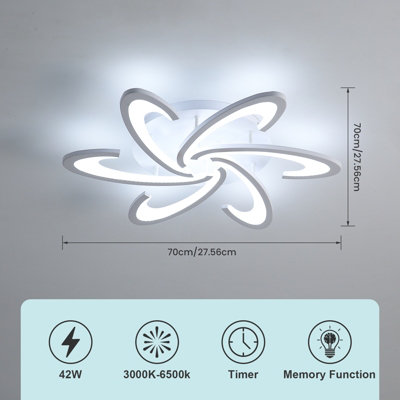 Goeco Dimmable LED Modern Ceiling Lighting with Remote Control 6 Lights