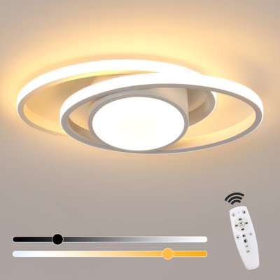 Goeco Double Circle LED Aluminum Ceiling Light White Oval Stepless ...
