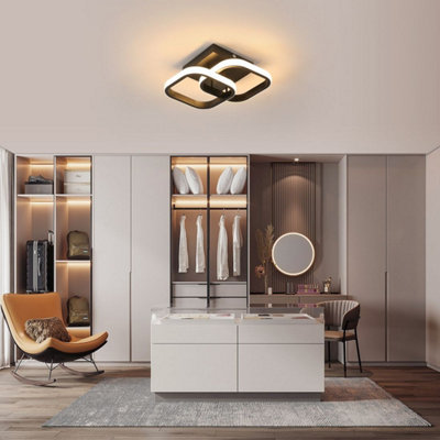 GOECO DOUBLE SQUARE LED ALUMINUM CEILING LIGHT BLACK SQUARE 18W FRAME ...