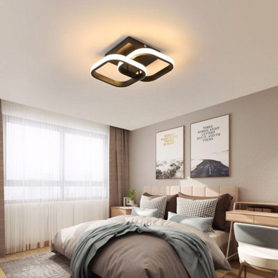 GOECO DOUBLE SQUARE LED ALUMINUM CEILING LIGHT BLACK SQUARE 18W FRAME ...