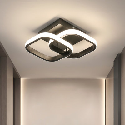 Goeco Double Square LED Aluminum Ceiling Light Black Square Frame ...