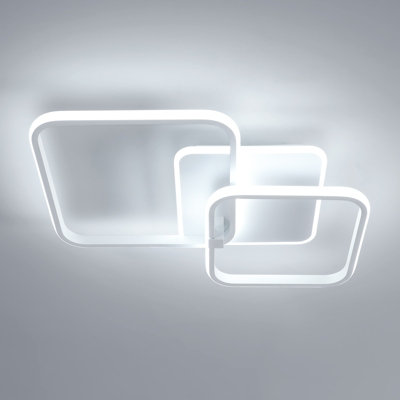 Goeco LED Acrylic Ceiling Light Square Sand White 52X38X9CM White Light ...