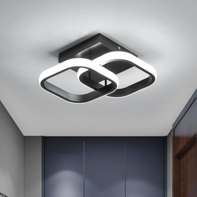 Goeco LED Black Modern Square Ceiling Light 22W,6500K
