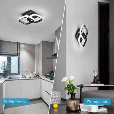 Goeco LED Black Modern Square Ceiling Light 22W,6500K