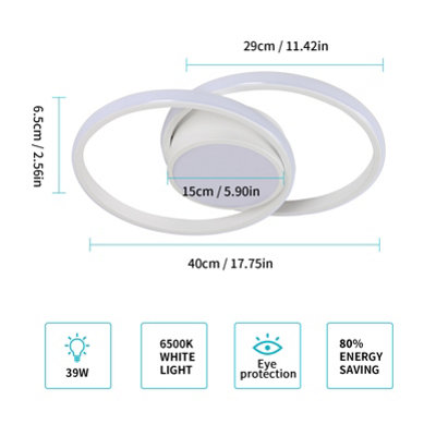 Goeco LED ceiling light, 42W 4000LM, Cold white 6500K, Dia 40cm